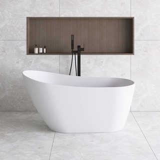 54 Inch Acrylic Freestanding Soaking Bathtub with Overflow - Bed Bath ...
