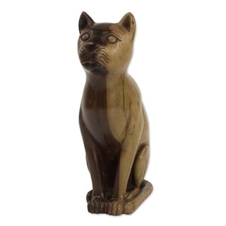 Novica Handmade Cat Guardian Ebony Wood Sculpture - Bed Bath & Beyond ...
