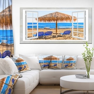 Window Open to Beach Hut with Chairs - Extra Large Seashore Canvas Art ...