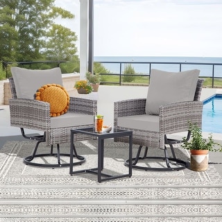 2-Person 360-Degree Rotating Patio Swivel Rocker Chairs with Side Table ...