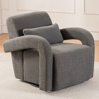 Cozy Dark Grey Teddy Fabric Armchair - Modern Sturdy Lounge Chair with ...