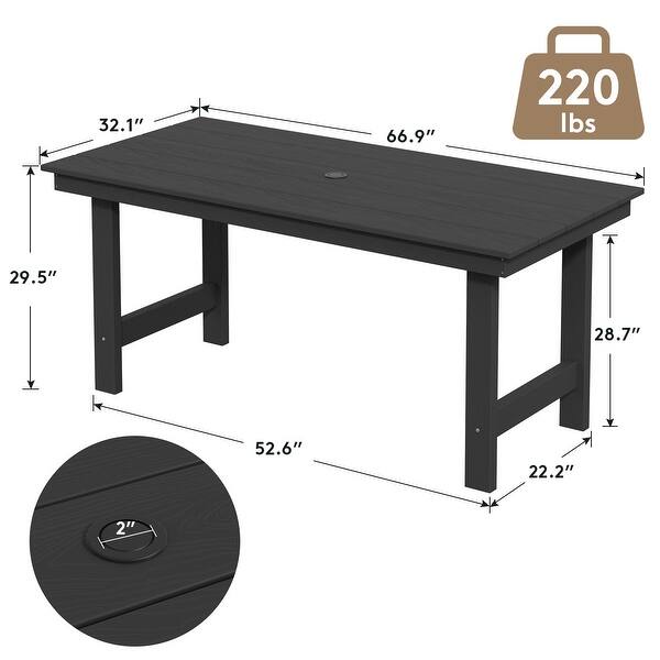 7-Piece HDPE Outdoor Dining Table Sets with Umbrella Hole - 1-Table 6 ...
