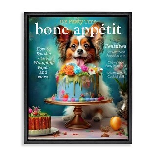 Stupell Bone Appetit Dog Magazine Parody Framed Floater Canvas Wall Art ...