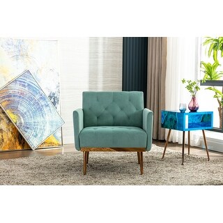 Mint Green Modern 25.59" Upholstered Buttons Tufted Accent Chair with ...