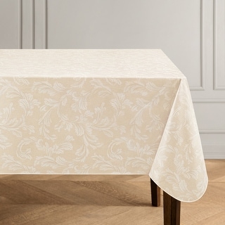 Camile Floral Scroll Damask Pattern Vinyl Indoor/Outdoor Tablecloth ...