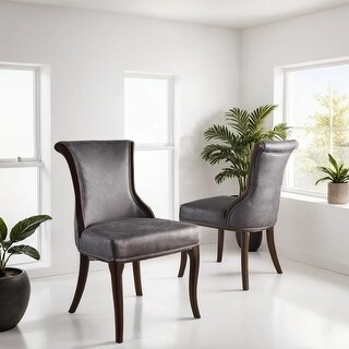 Slate Microfiber Dining Chair Set of 2 - Modern Curvy Design with ...