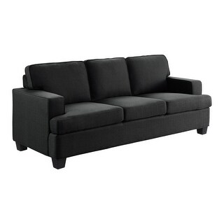 Eoin 84 Inch Sofa, Black Polyester, Soft Foam Cushioning, Solid Wood ...