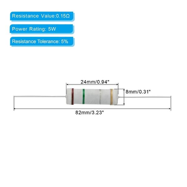 20Pcs 5W 0.15 Ohm Tolerance Carbon Film Resistor, Axial Lead Resistors ...