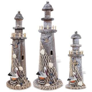 CoTa Global Brown Wooden Lighthouse Collection - 3 Pc Set - Bed Bath ...