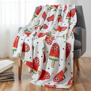VCNY Home Watermelon Multicolor Red Plush Throw - Bed Bath & Beyond ...