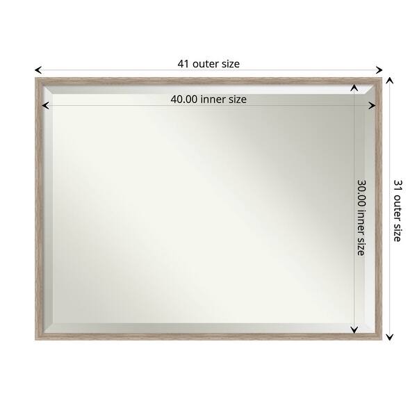 Beveled Wood Bathroom Wall Mirror - Hardwood Wedge Whitewash Frame ...