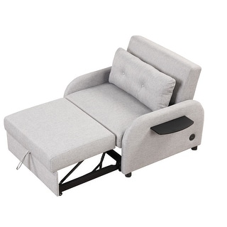 Chaise Accent Chair Pull Out Sofa Sleeper with 2 Tables & 2 USB Charge ...