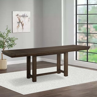 68-80-92 Inch Extendable Rectangular Dining Table, Trestle Base, Brown Wood - Bed Bath & Beyond ...