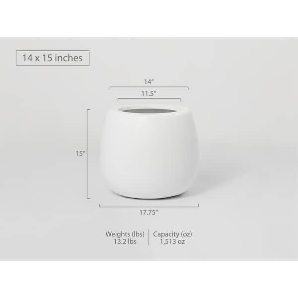 Short Narrow Mouth Globe 1- Piece Fiber Stone Round Planter Pot - Bed ...