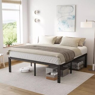 King Size 18 Inch Tall Metal Platform Bed Frames Black - Bed Bath ...