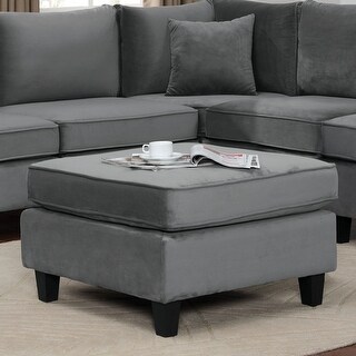 Clarion Contemporary Grey Fabric Square Ottoman by Furniture of America ...