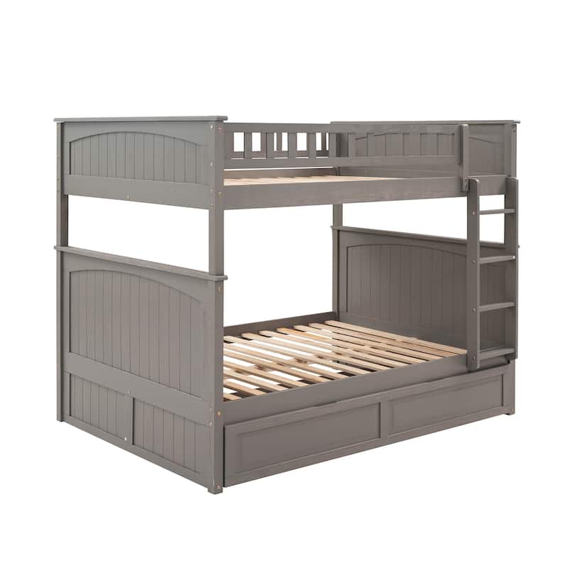 Full Over Full Bunk Bed With Twin Size Trundle Pine Wood Bunk Bed With