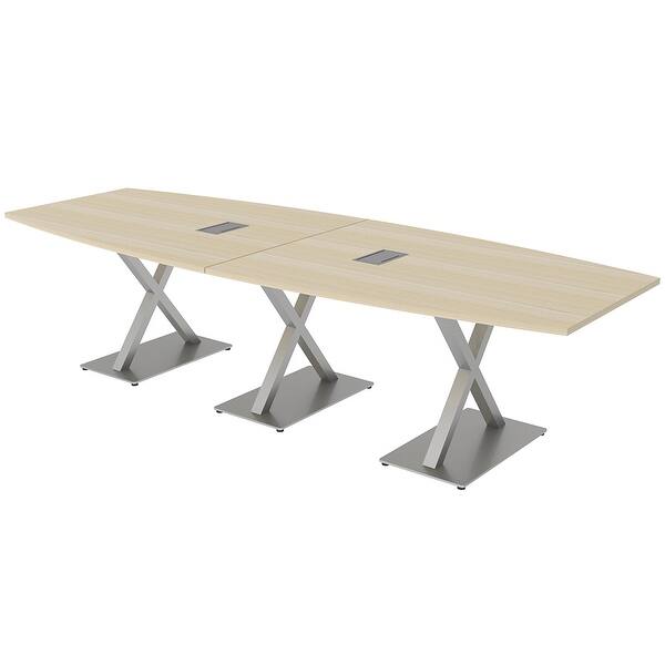 10' Modular Boat Shaped Conference Table With X Bases Power And Data ...