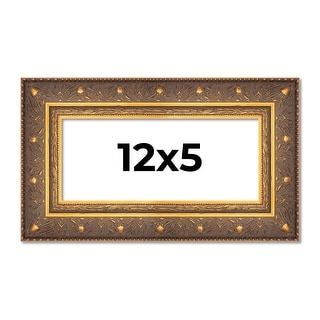 12x5 Frame Vintage Gold Solid Wood Picture Frame | 2.5 Inch Moulding ...