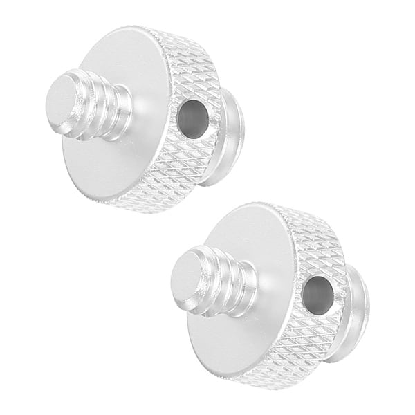 Mic Stand Adapter 3/8 Male to 1/4 Male with Hole Double Sides Silver 2 ...