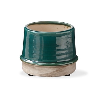 Radius Planter Small Green Glazed Stoneware, 4L x 4W x 3.7H inches ...