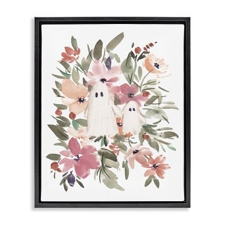 Stupell Little Floral Ghosts Framed Floater Canvas Wall Art Design By ...