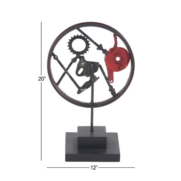 Industrial Metal and Wood Decorative Wheel Sculpture - 12 x 8 x 20 - 12 ...