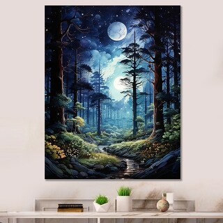 Designart "Blue Pine Tree Midnight Serenity III" Tree Pine Wall Art ...