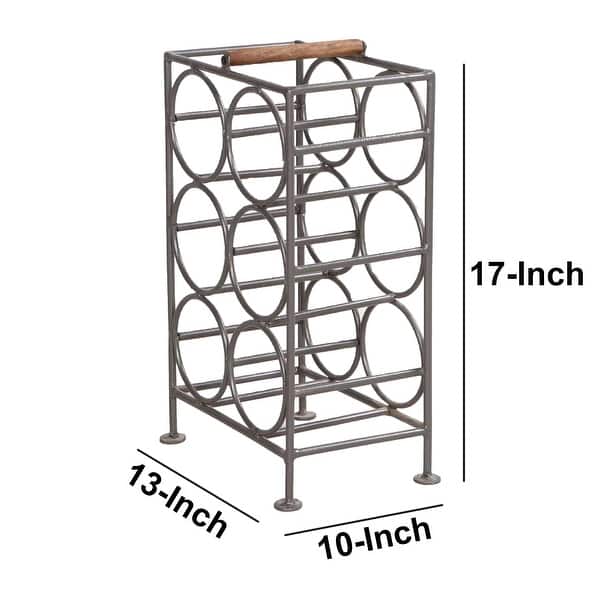 17 Inch Industrial Wine Rack Holder, Rectangular Iron Frame, 6 Bottle ...