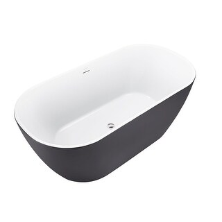 59 in. Chrome glossy Acrylic Flatbottom Oval Freestanding Non-Whirlpool ...