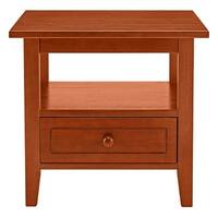 20 Inch Handcrafted Rubberwood Side End Table, 1 Shelf, Rectangular ...