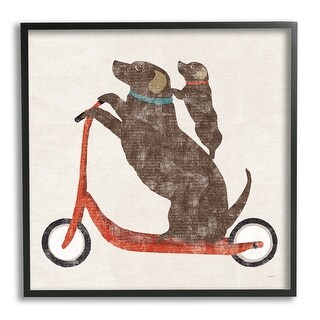 Stupell Red Scooter Dogs Duo Framed Giclee Art Design by Sue Schlabach ...