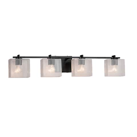 Justice Design Fusion Era 3-light Matte Black Bath Bar, Frosted Crackle ...