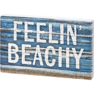 Feelin Beachy Coastal Blue and White Block Wood Shelf or Tier Tray Sign ...