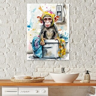 Designart "Black Monkey In Laundry Room" Animal Monkey Laundry Room ...