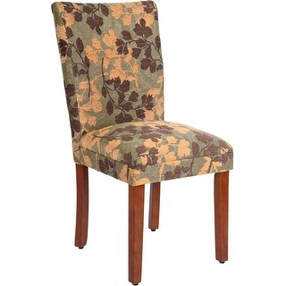 Classic Upholstered Parsons Dining Chair, Brown Woven, Dark Walnut ...