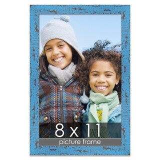 8x11 Shabby Chic / Farmhouse Blue Wood Picture Frame - UV Acrylic, Foam ...