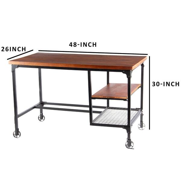 Industrial Wood and Metal Desk Computer Desk with Stable Metal Frame 4 ...