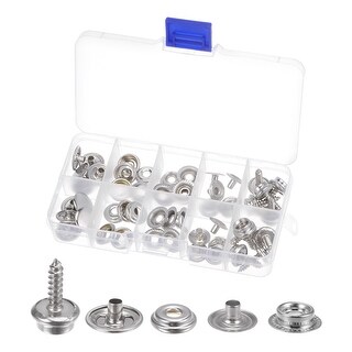 10Sets Canvas Snap Kit Metal with Storage Box, Silver Tone - Silver ...