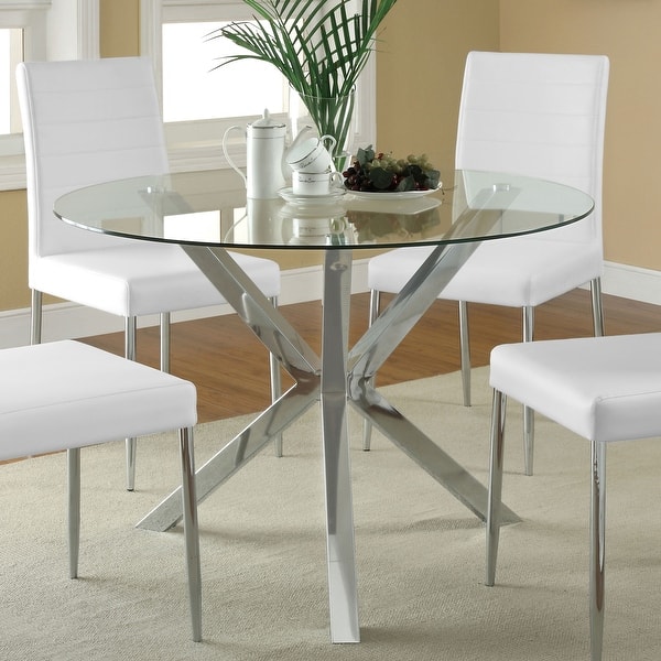 Vance Round 41-inch Glass Top Asterisk Dining Table Chrome - On Sale ...