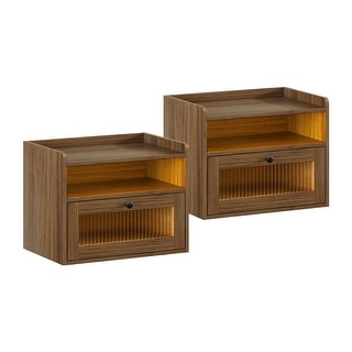 Floating End Table Set of 2 with LED Lights - Bed Bath & Beyond - 42737765