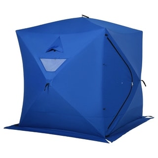 Blue Foldable Camping Tent with Two Zippered Doors and Two Rolls-Up ...