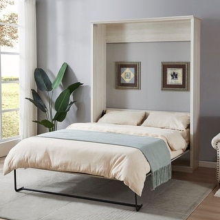 Queen Half Self-Close & Open Murphy Bed Cabinet Wall Bed Wood Space ...