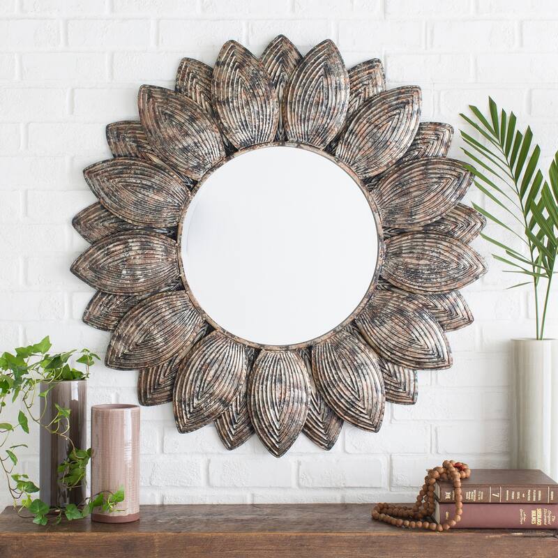 Nyrmada Sunflower Round Wall Mirror - 36" x 36" - Overstock - 14484209