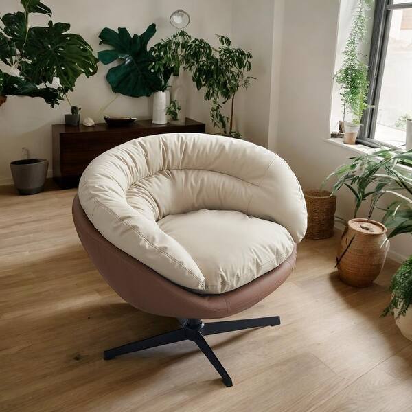 Comfy Two Tone Color Round Sofa Chair with Plump Seat for Living Room ...