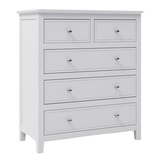 Karo 36 Inch Modern Tall Dresser Chest with 5 Drawers, Crisp White ...