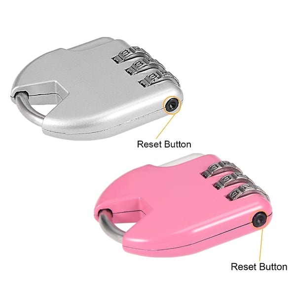 2pcs 3 Digit Combination Padlock 3.2mm Shackle Zinc Alloy Lock - Silver ...