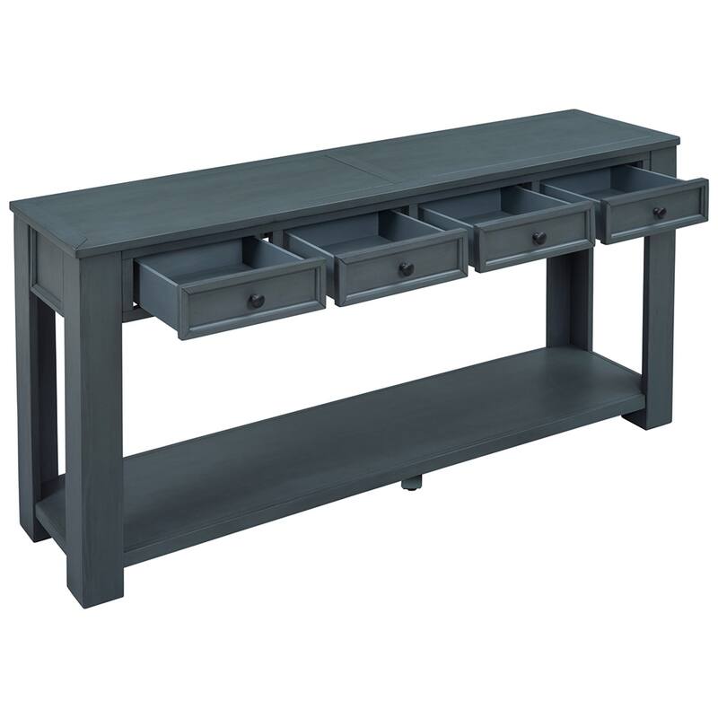 Console Table, Sofa Table with Storage Drawers and Bottom Shelf ...