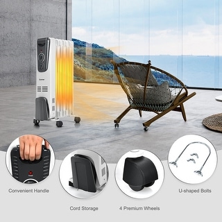 Costway 1500W Electric Oil Filled Radiator Space Heater 5.7 Fin ...