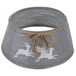 22" Gray with White Reindeer Christmas Tree Collar - 22 - Bed Bath ...